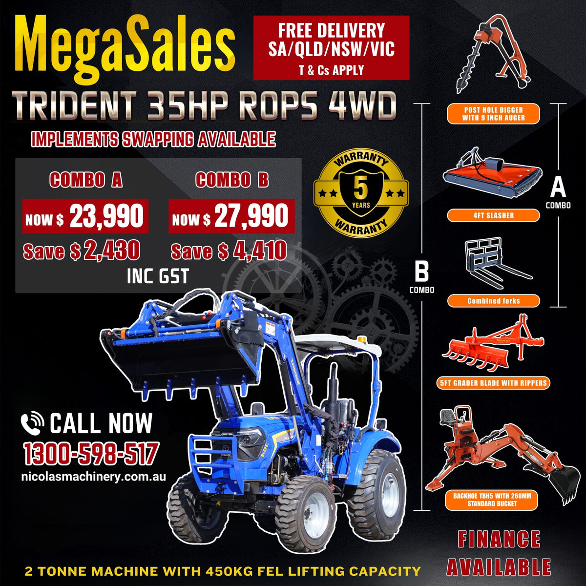 2025 Trident 35HP 4WD Canopy Tractor | Compact Farm Tractor Australia ...